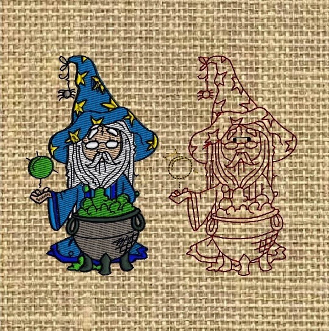 Wizard Embroidery Design, Halloween Machine Embroidery Design - Etsy