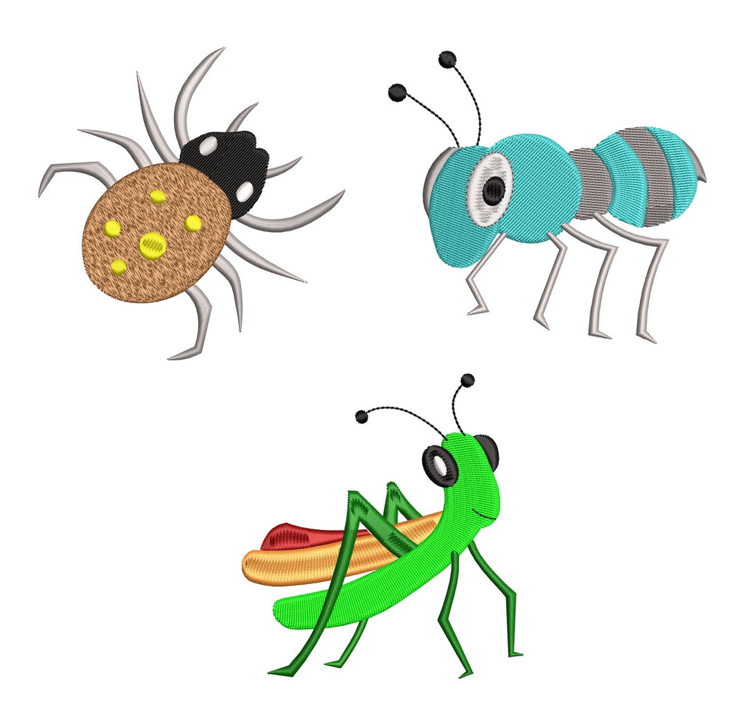 Bugs Machine Embroidery Design - Bug Set 1 - Set of 3 Bugs, Embroidery ...