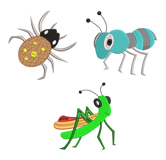 Bugs Machine Embroidery Design Bug Set 1 Set of 3 Bugs | Etsy