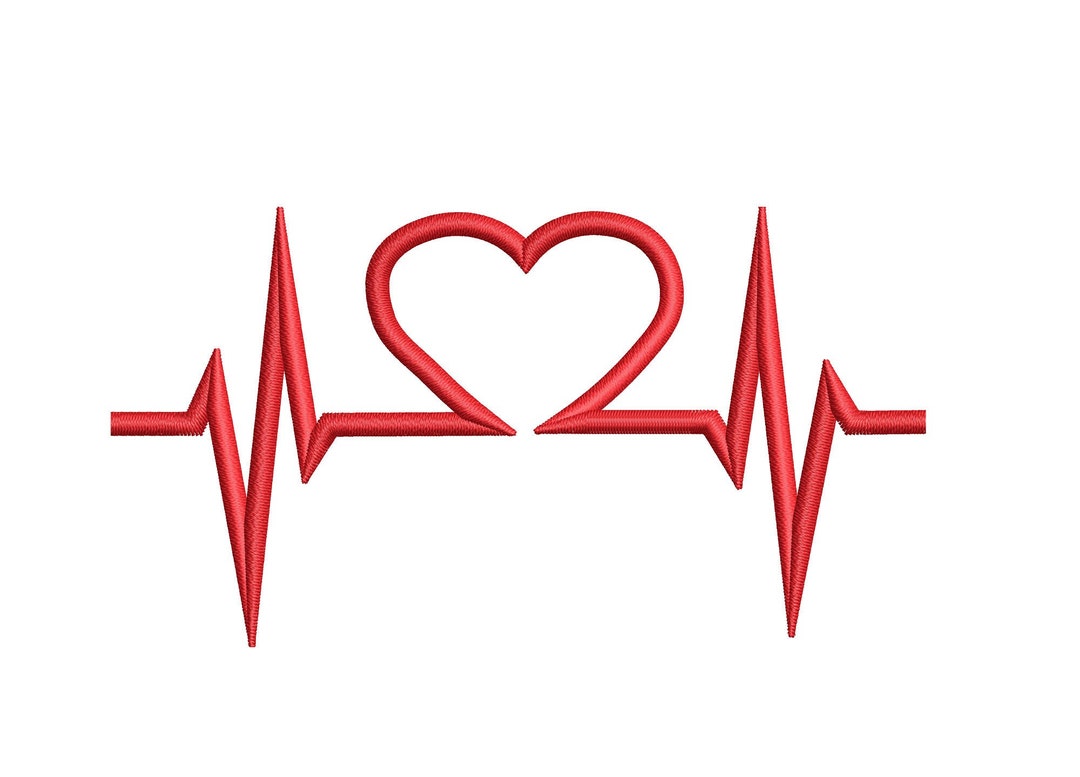 Heart Machine Embroidery Design, Heart Beat Embroidery Design, 4 Sizes ...