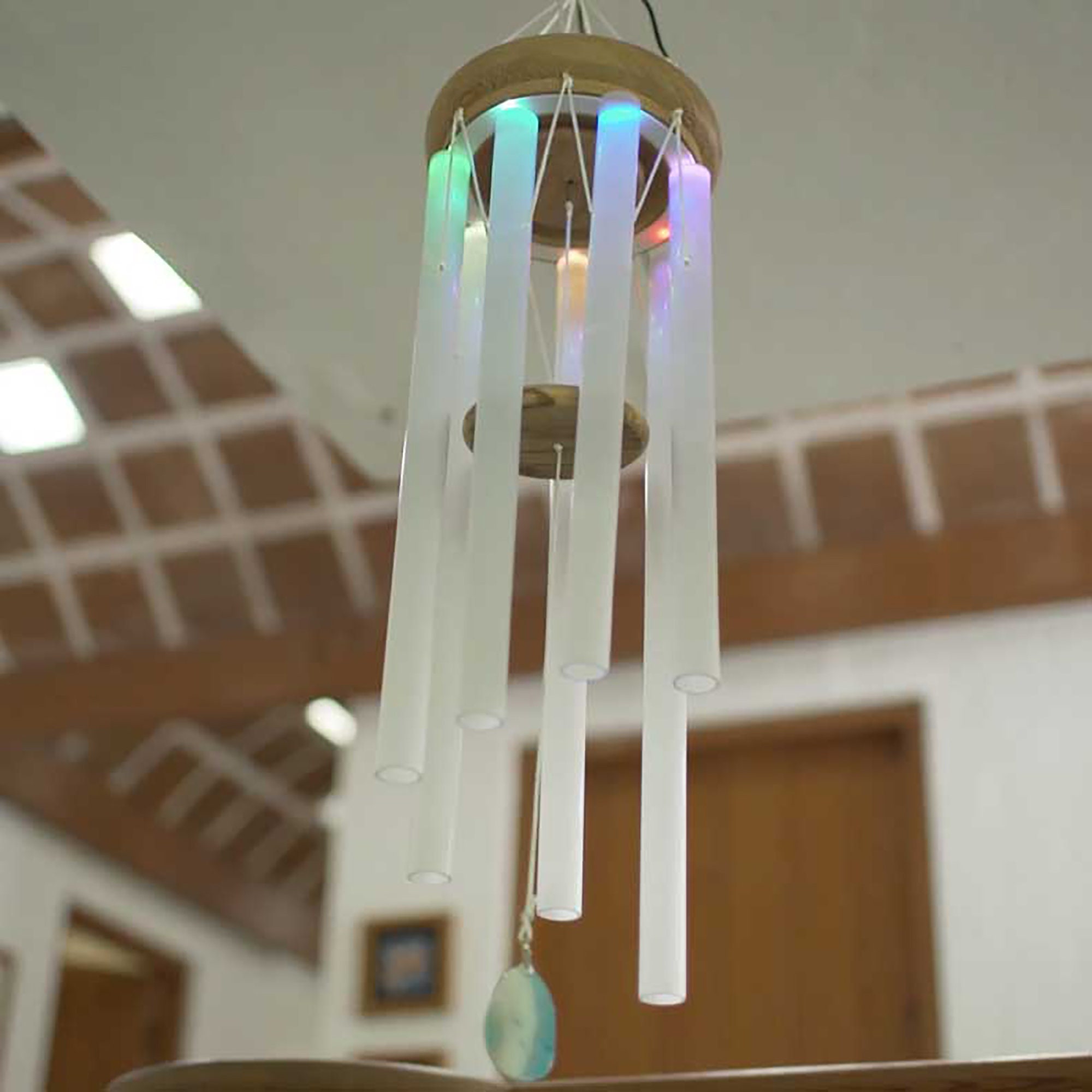 Crystal Wind Chime With Colors Lights System White Quartz & - Etsy