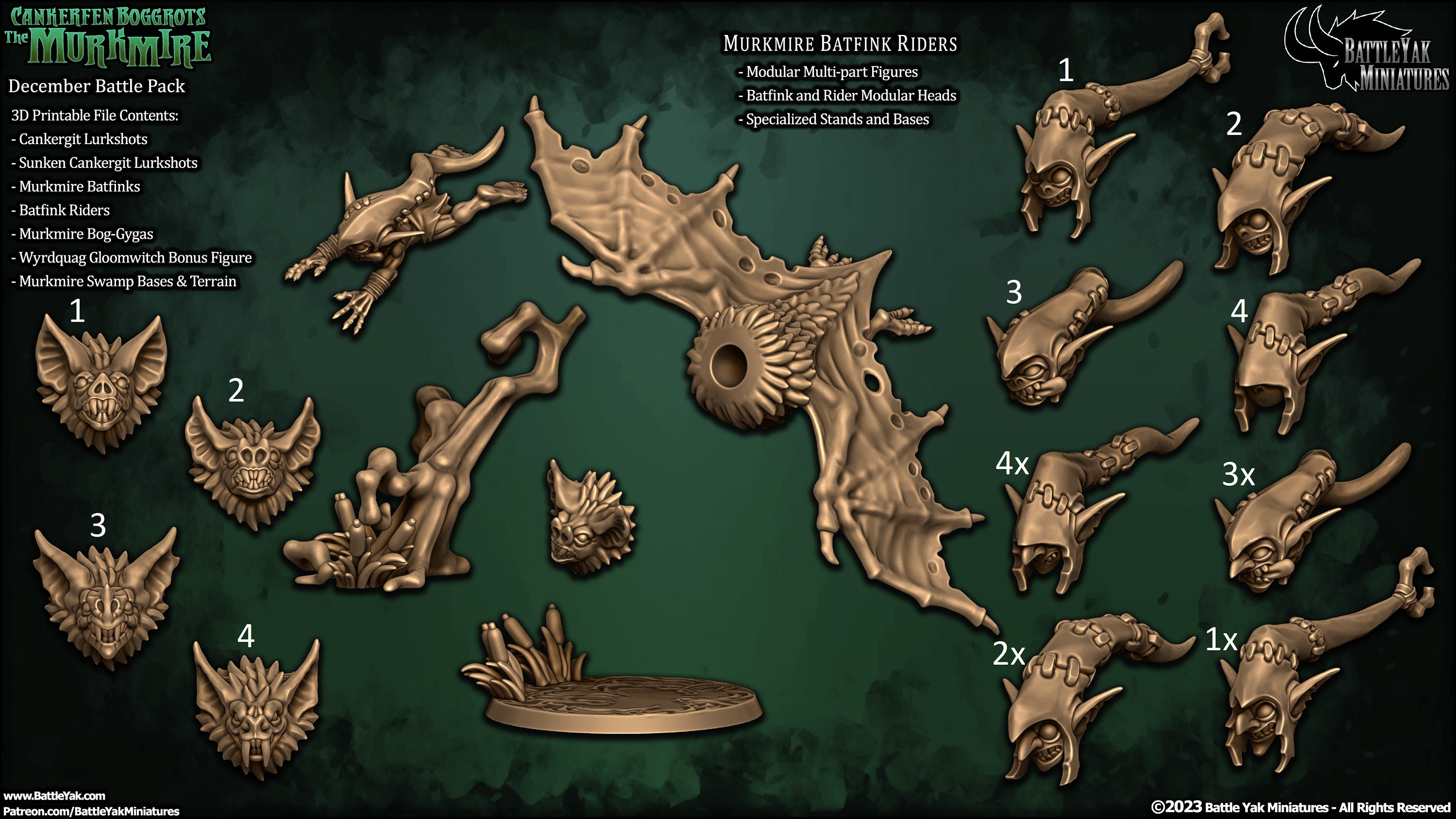 Cankerfen Batfink Riders Set Swamp Goblin Miniatures 3D Printed ...