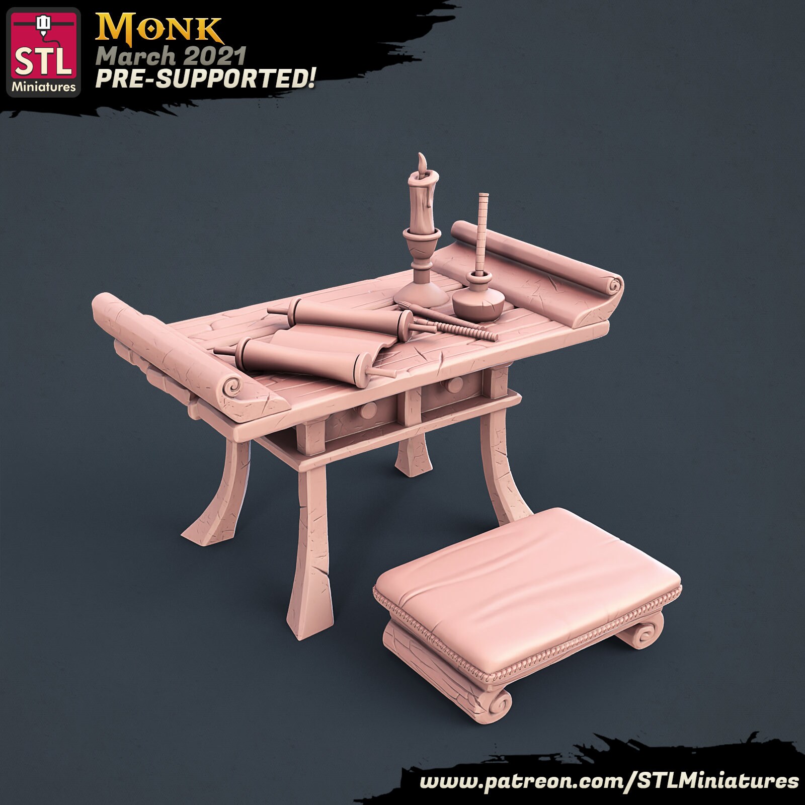 Monk Fantasy Set 3D Printed Miniatures Tabletop D&D STL Miniatures ...
