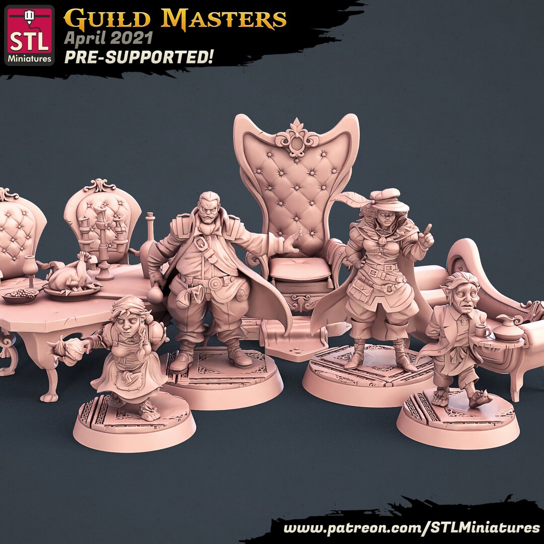 Guild Masters Fantasy Set 3D Printed Miniatures Tabletop D&D STL ...