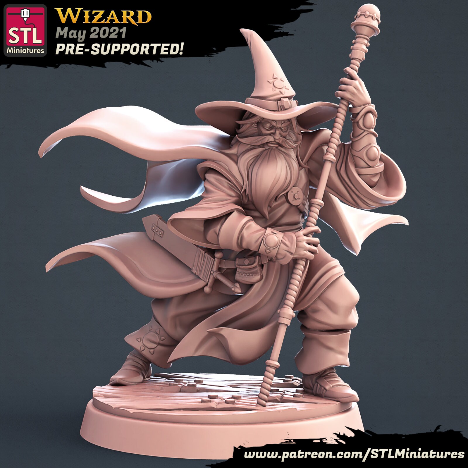Wizard Fantasy Set 3D Printed Miniatures Tabletop D&D STL Miniatures ...
