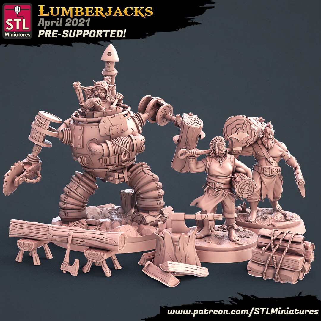 Lumberjacks Fantasy Set 3D Printed Miniatures Tabletop D&D STL ...