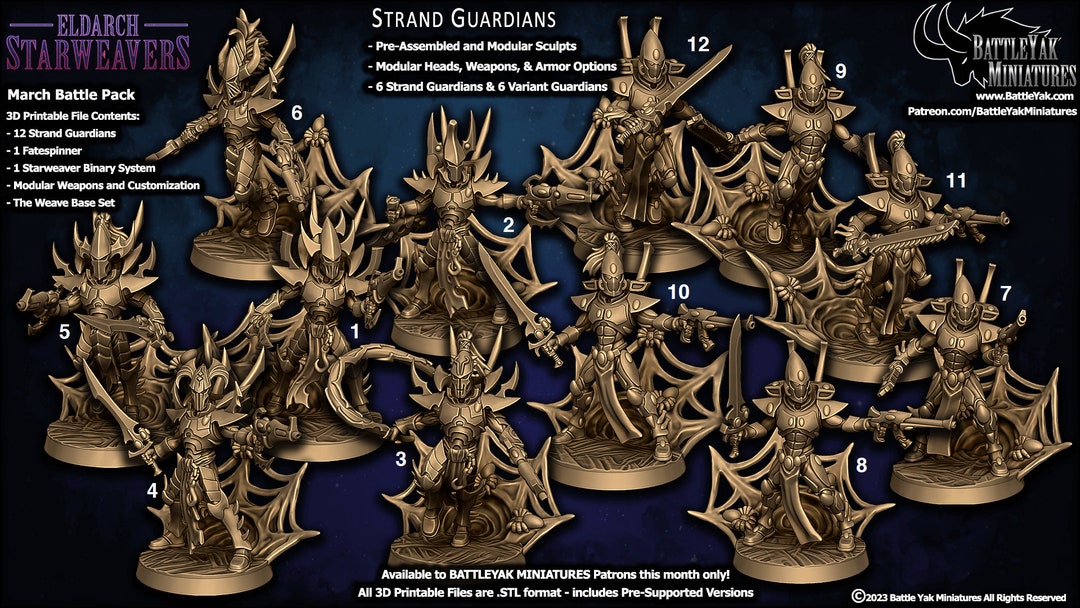 Strand Guardians Space Elf Miniatures 3D Printed Tabletop D&D Battle ...