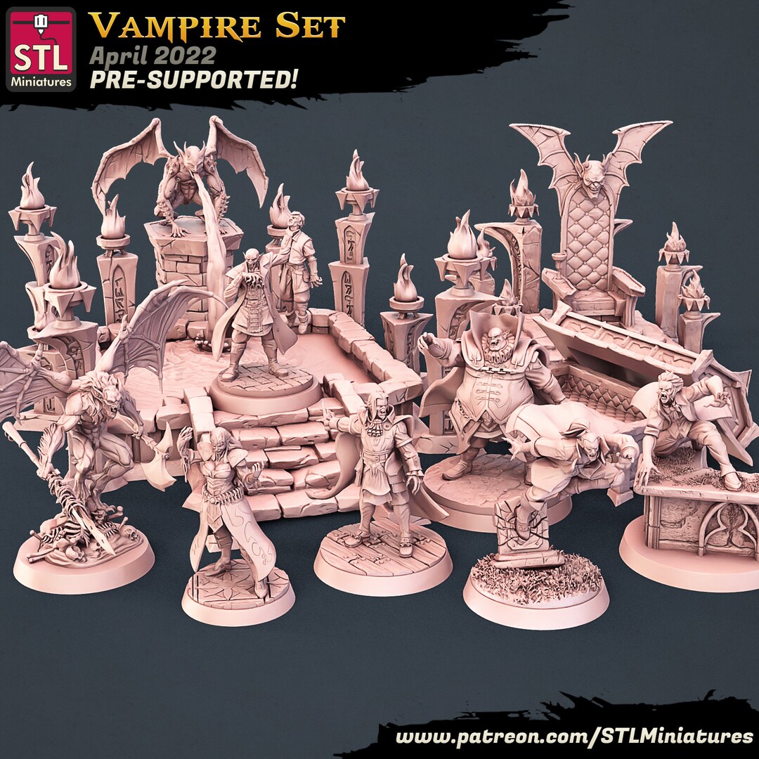 Vampire Fantasy Set 3D Printed Miniatures Tabletop D&D STL Miniatures ...