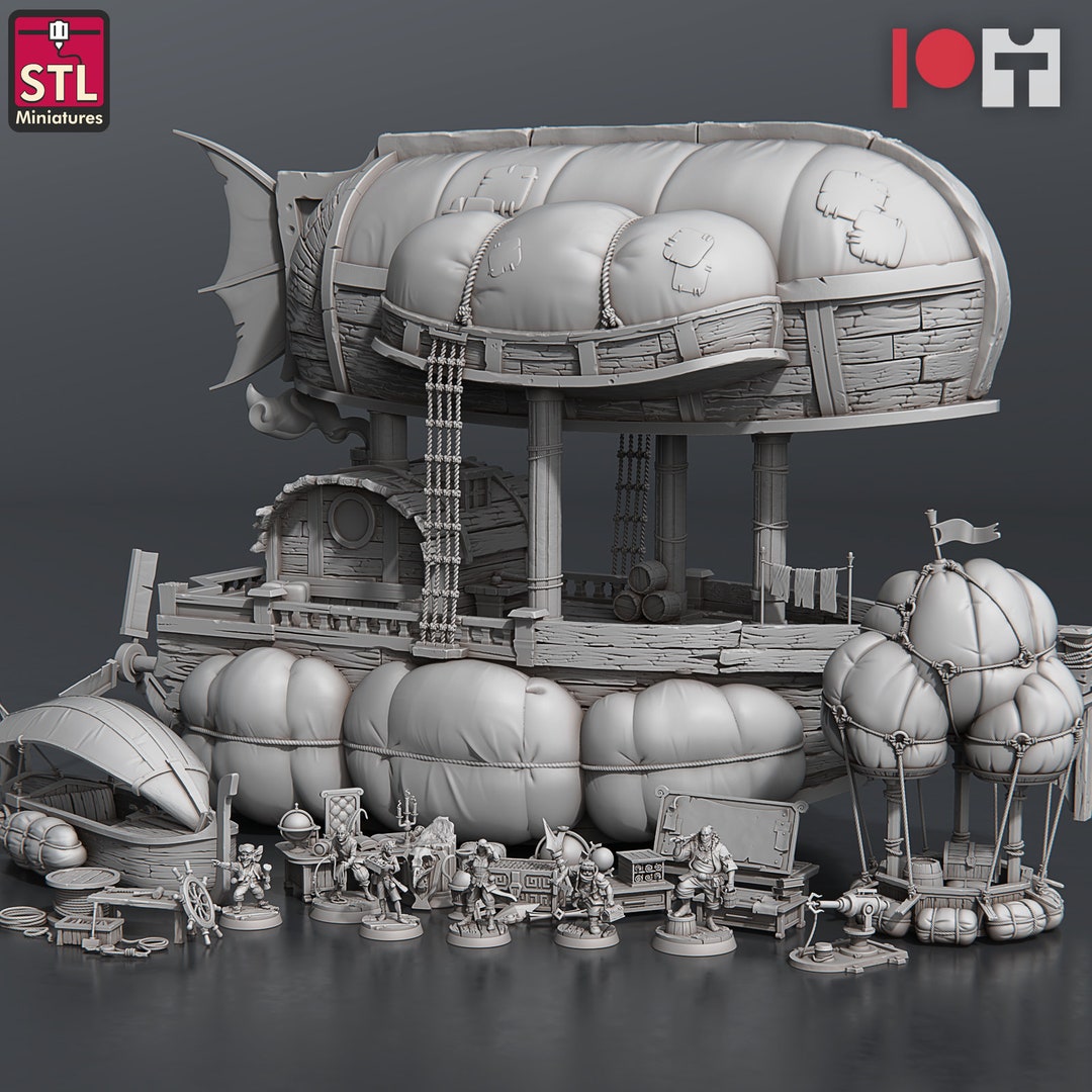 Airship Crew Miniatures Set 3D Printed Miniatures Tabletop D&D STL ...