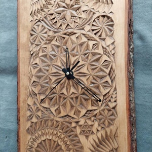 Chip Carved Darkstained Clock. - Etsy
