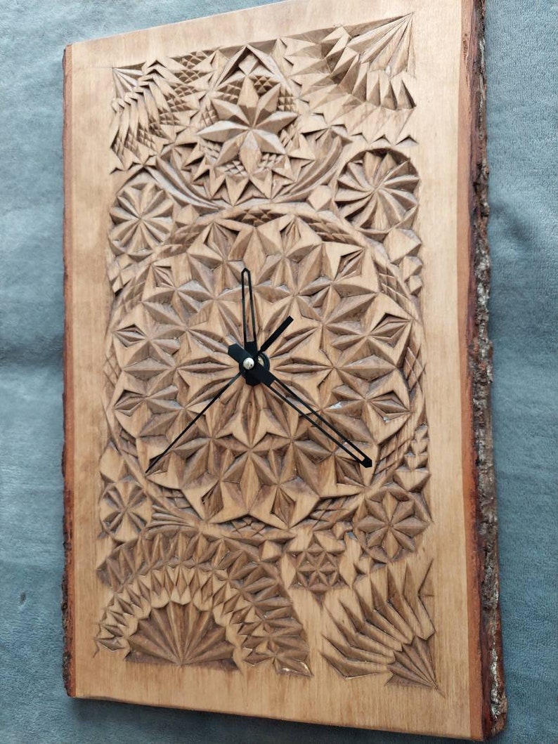 Chip Carved Darkstained Clock. - Etsy