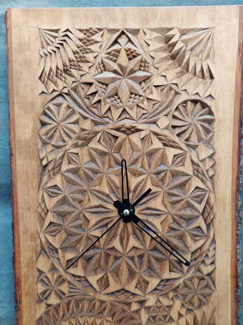 Chip Carved Darkstained Clock. - Etsy
