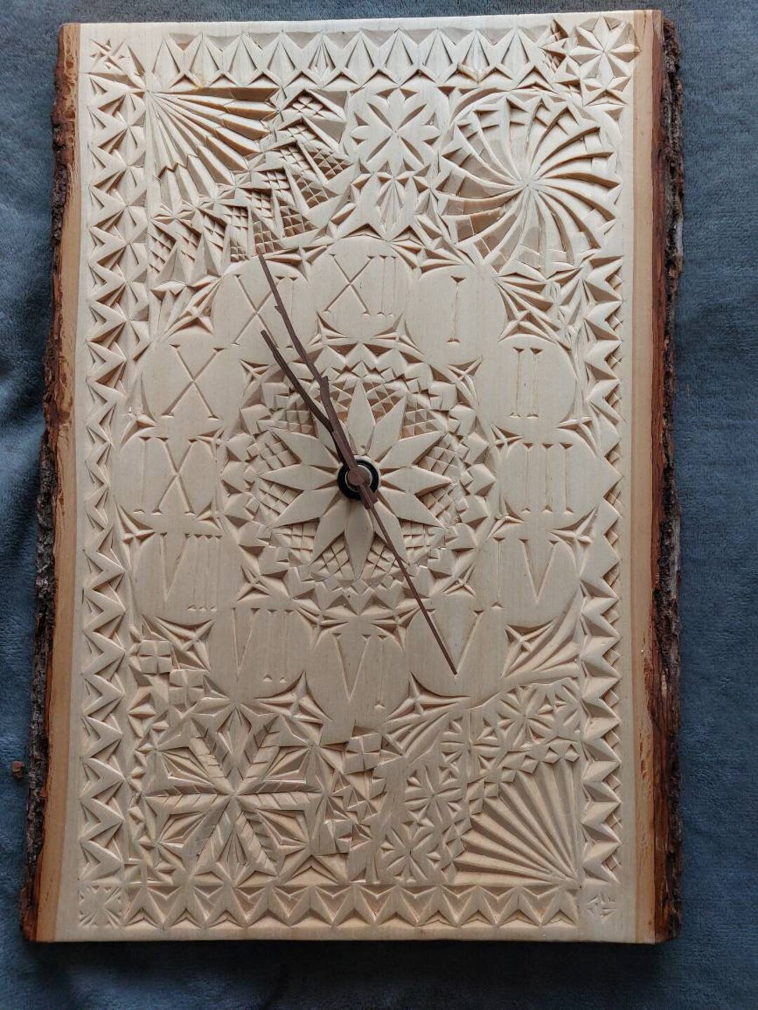 Hand Chip Carved Wooden Clock. - Etsy
