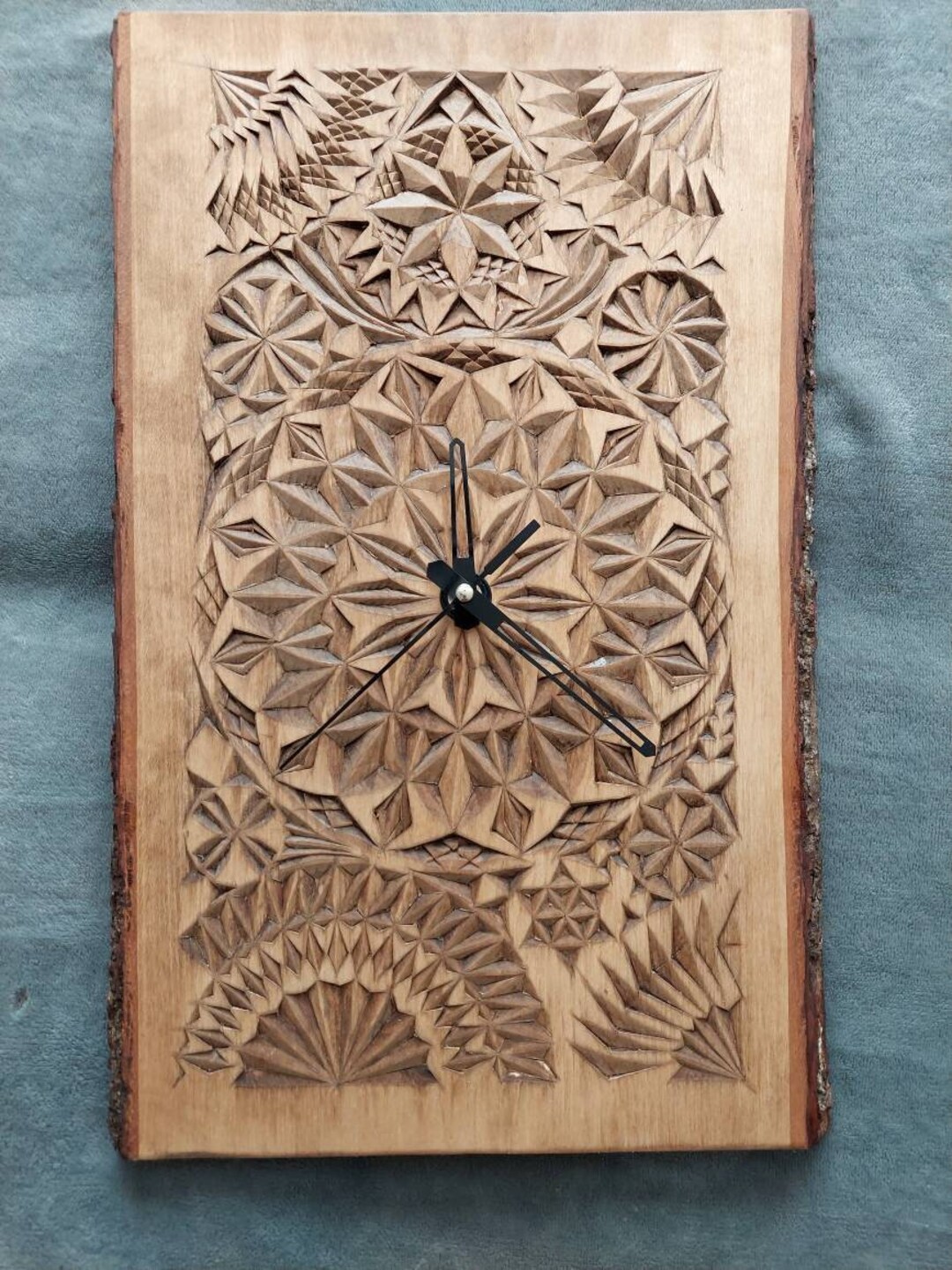 Chip Carved Darkstained Clock. - Etsy