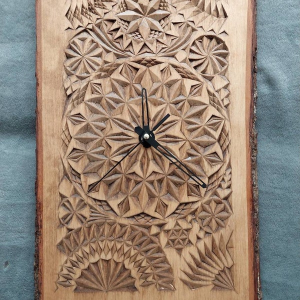 Wood Carved Clock - Etsy