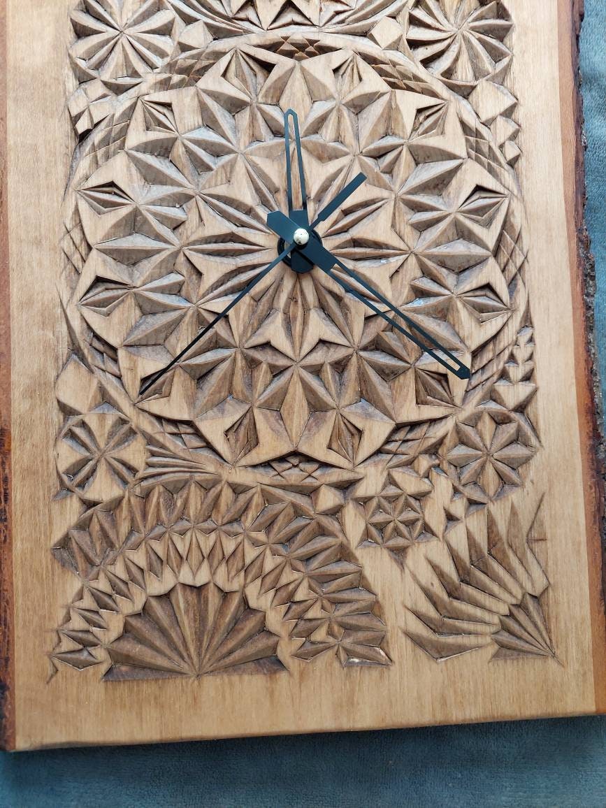 Chip Carved Darkstained Clock. - Etsy