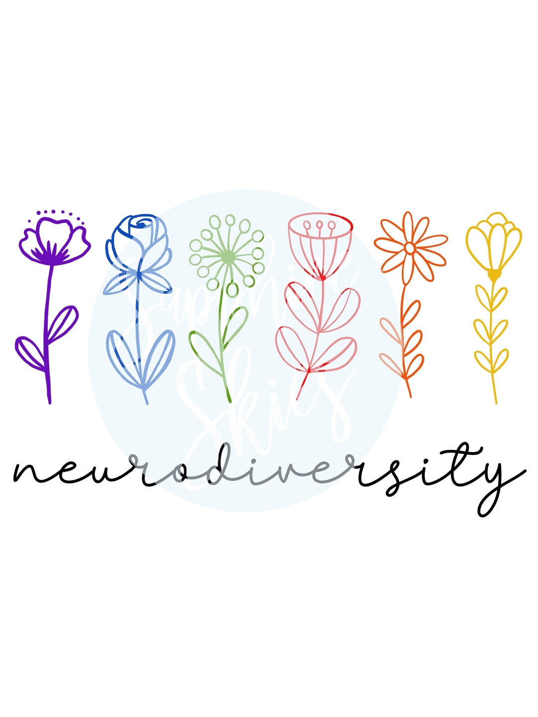 Rainbow Floral Neurodiversity Digital Download - Etsy
