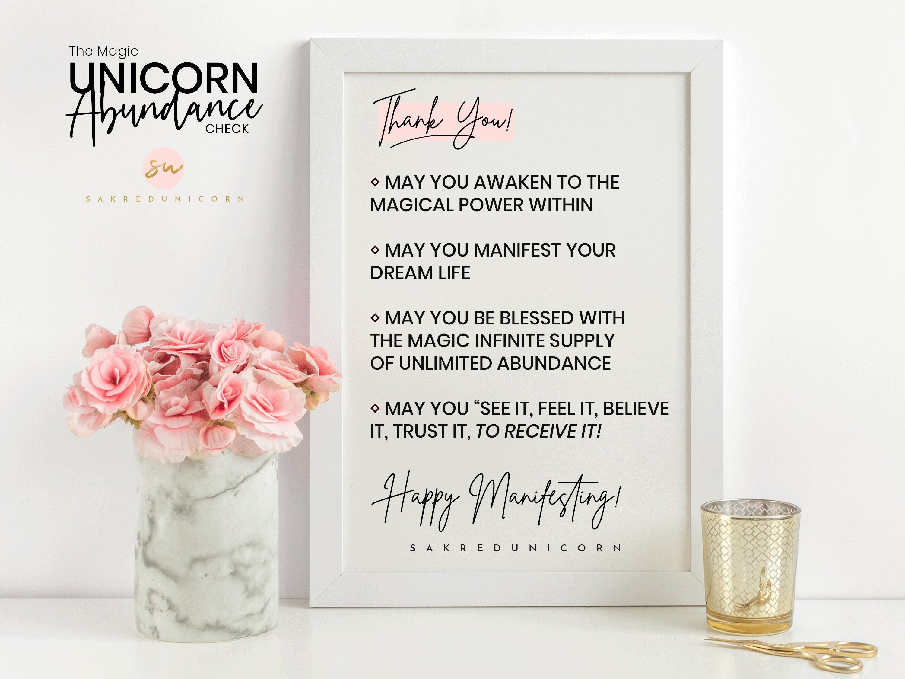 The Magic Unicorn Abundance Check | Magical Money Manifestation - Etsy