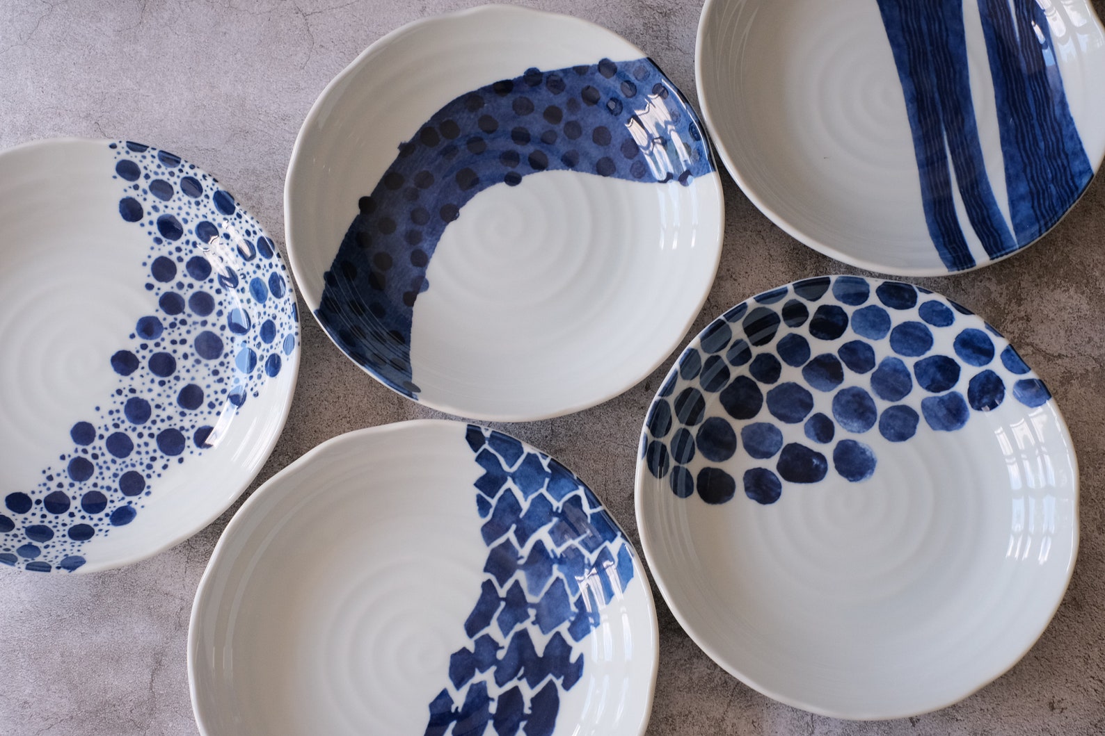 Set of 5 Minoyaki Indigo Blue Pasta Plates Japanese - Etsy