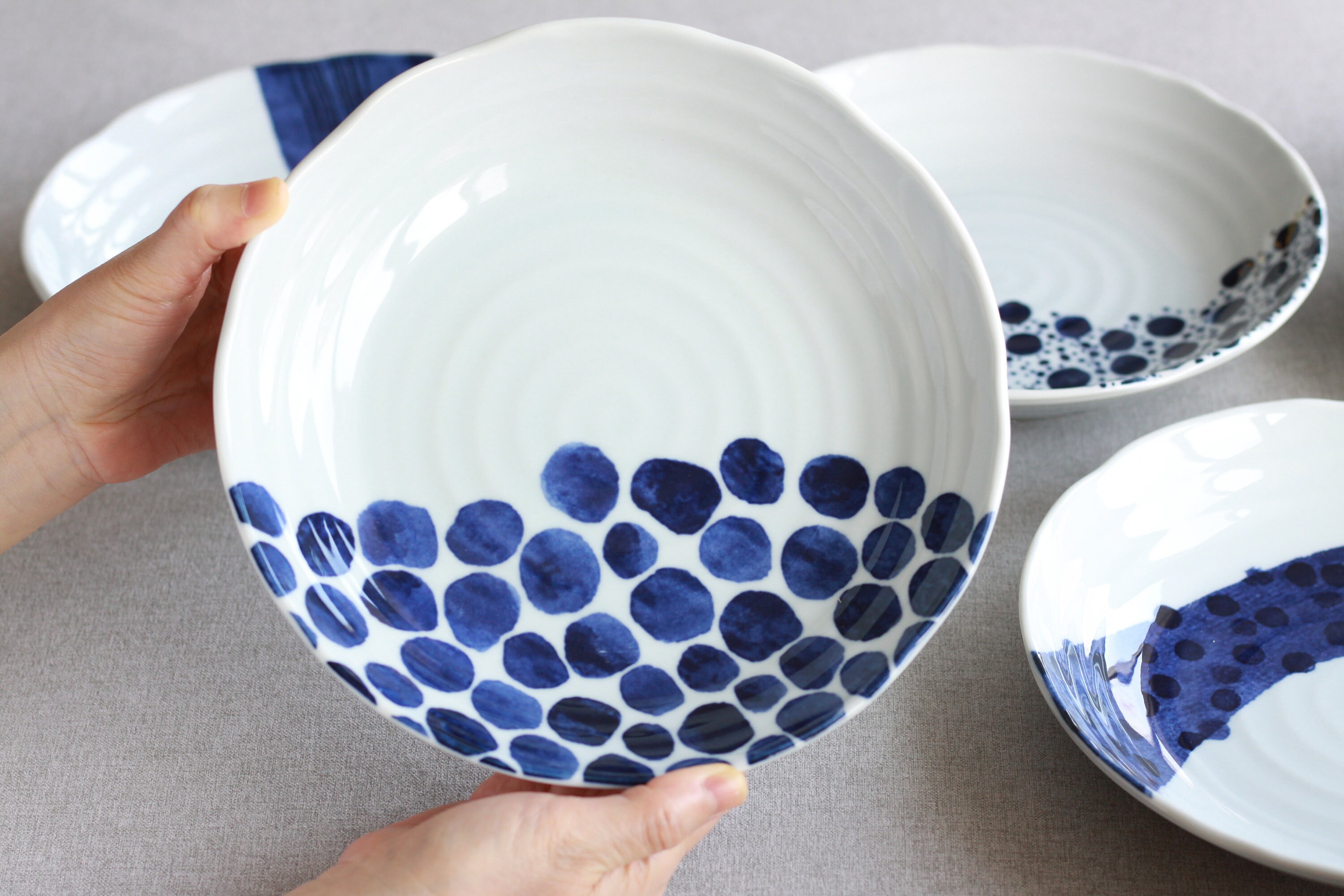Set of 5 Minoyaki Indigo Blue Pasta Plates Japanese - Etsy