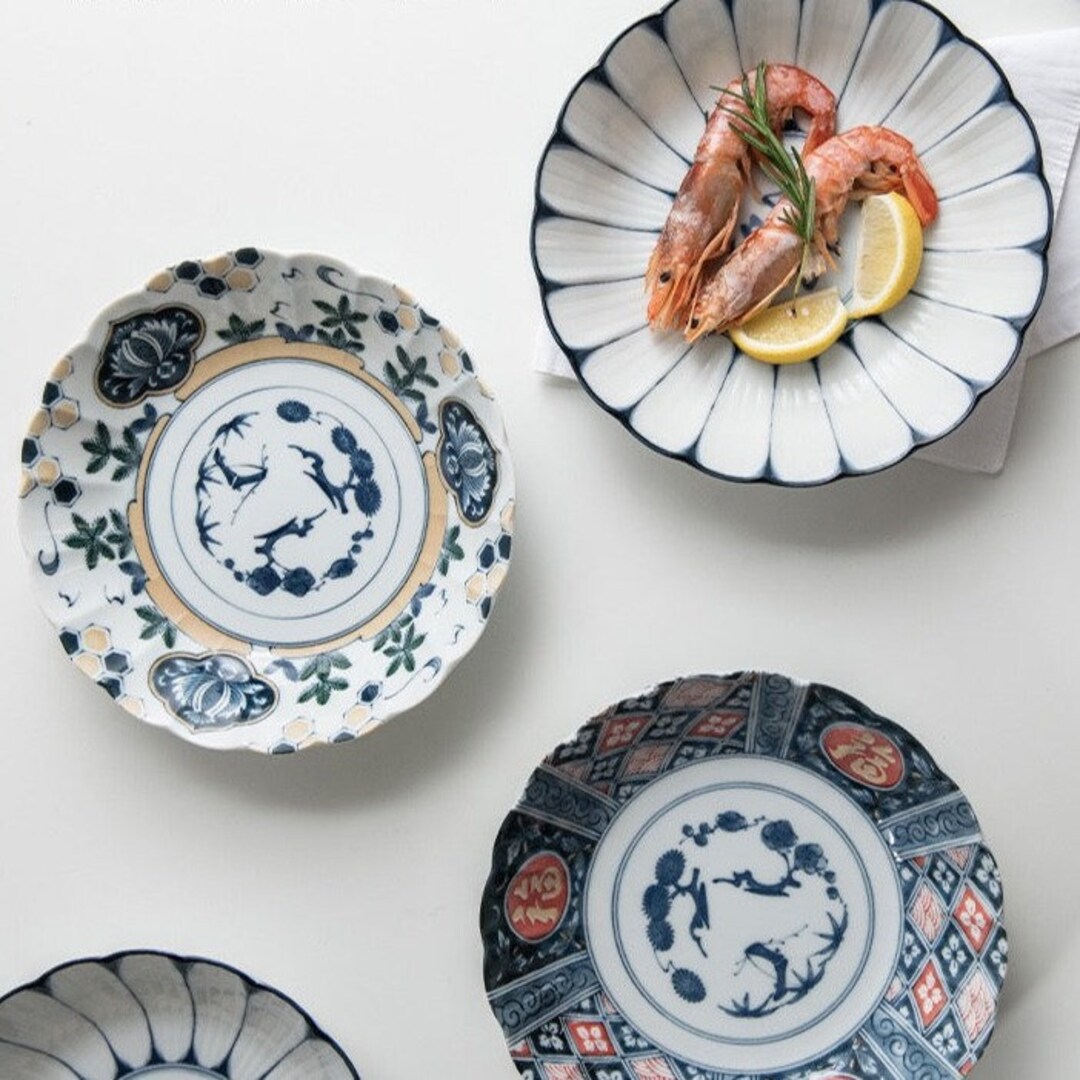 3 Piece Traditional Japanese Chrysanthemum Deep Serving Dish/ Pasta ...