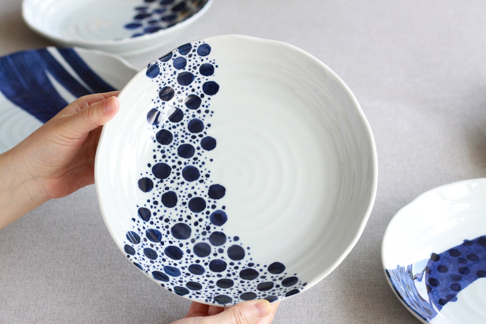 Set of 5 Minoyaki Indigo Blue Pasta Plates Japanese - Etsy