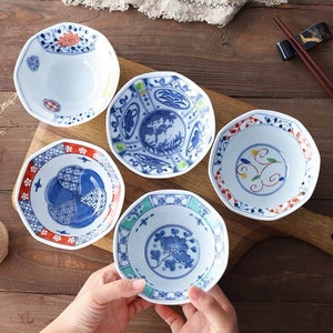 Set of 5 Octagon Hasami-yaki Mini Bowls Appetizer Banchan Dish/ Ice ...