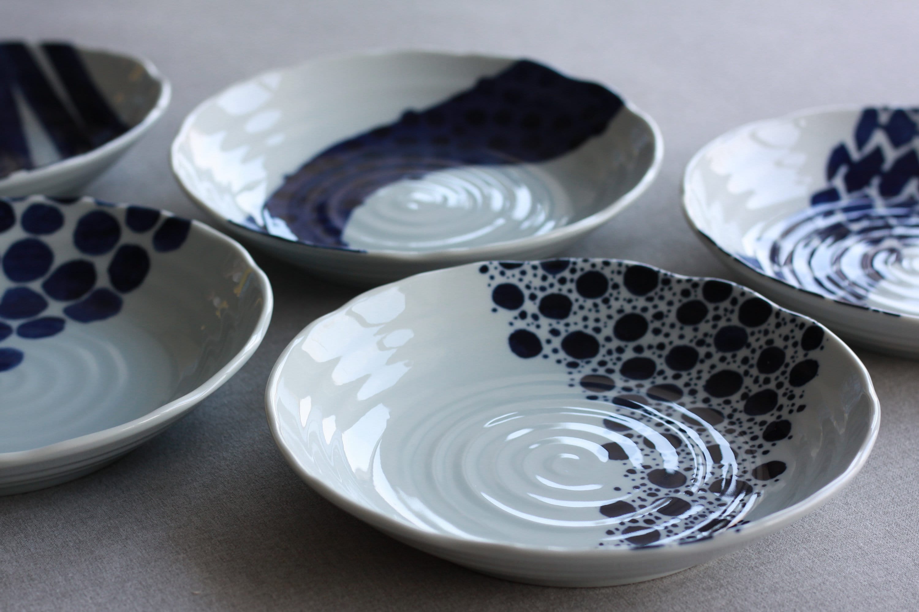 Set of 5 Minoyaki Indigo Blue Pasta Plates Japanese - Etsy