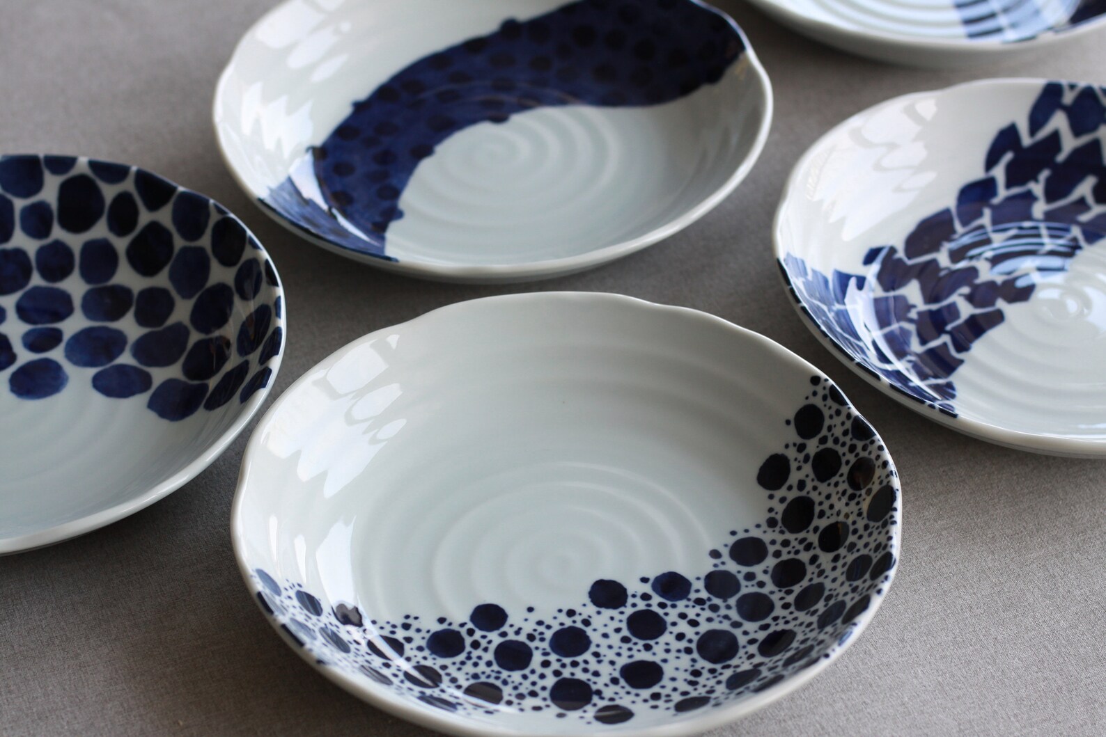 Set of 5 Minoyaki Indigo Blue Pasta Plates Japanese - Etsy