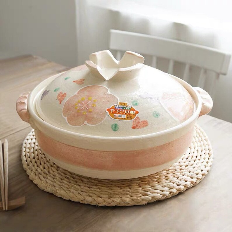 Japanese Sakura Pink Cream Floral Bankoyaki Donabe Clay Pot - Etsy