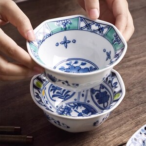 Set of 5 Octagon Hasami-yaki Mini Bowls Appetizer Banchan Dish/ Ice ...