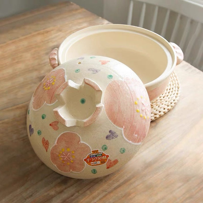 Japanese Sakura Pink Cream Floral Bankoyaki Donabe Clay Pot - Etsy