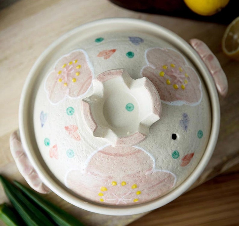 Japanese Sakura Pink Cream Floral Bankoyaki Donabe Clay Pot - Etsy