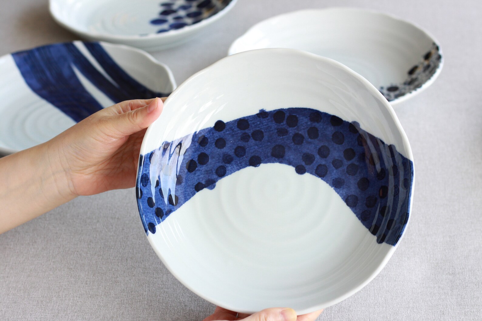 Set of 5 Minoyaki Indigo Blue Pasta Plates Japanese - Etsy