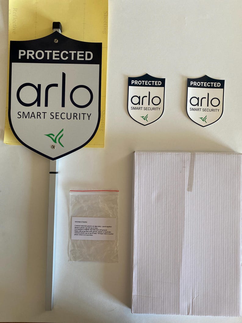 New Arlo Security Yard Sign Aluminum + (2) 3M Arlo Security Stickers - Etsy