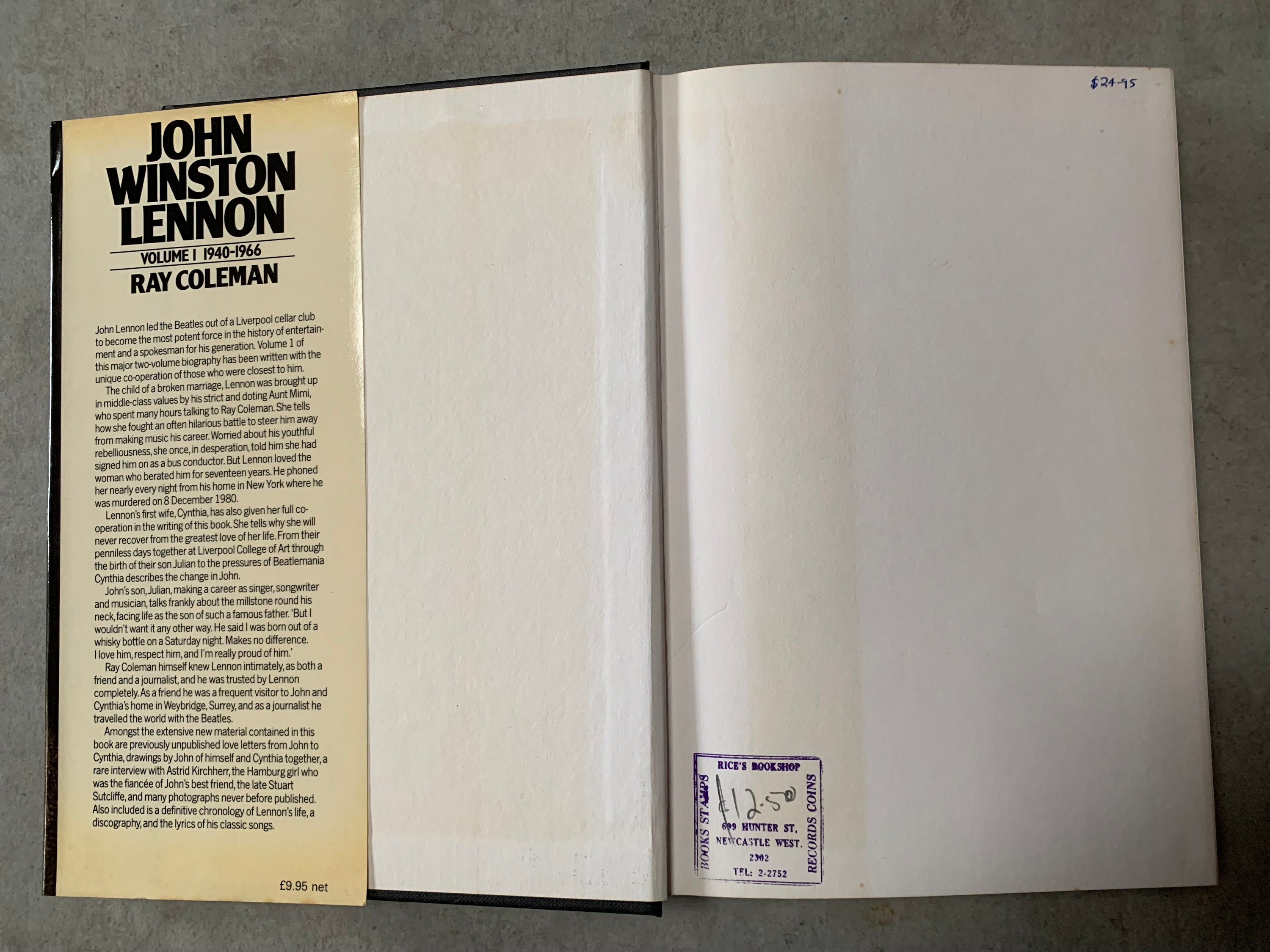 John Lennon Definitive Biography Ray Coleman Two Book Set Volume 1 1940 ...