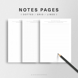 Notes Page Printable, Dotted, Grid, Lined Paper PDF, Minimalist Writing ...