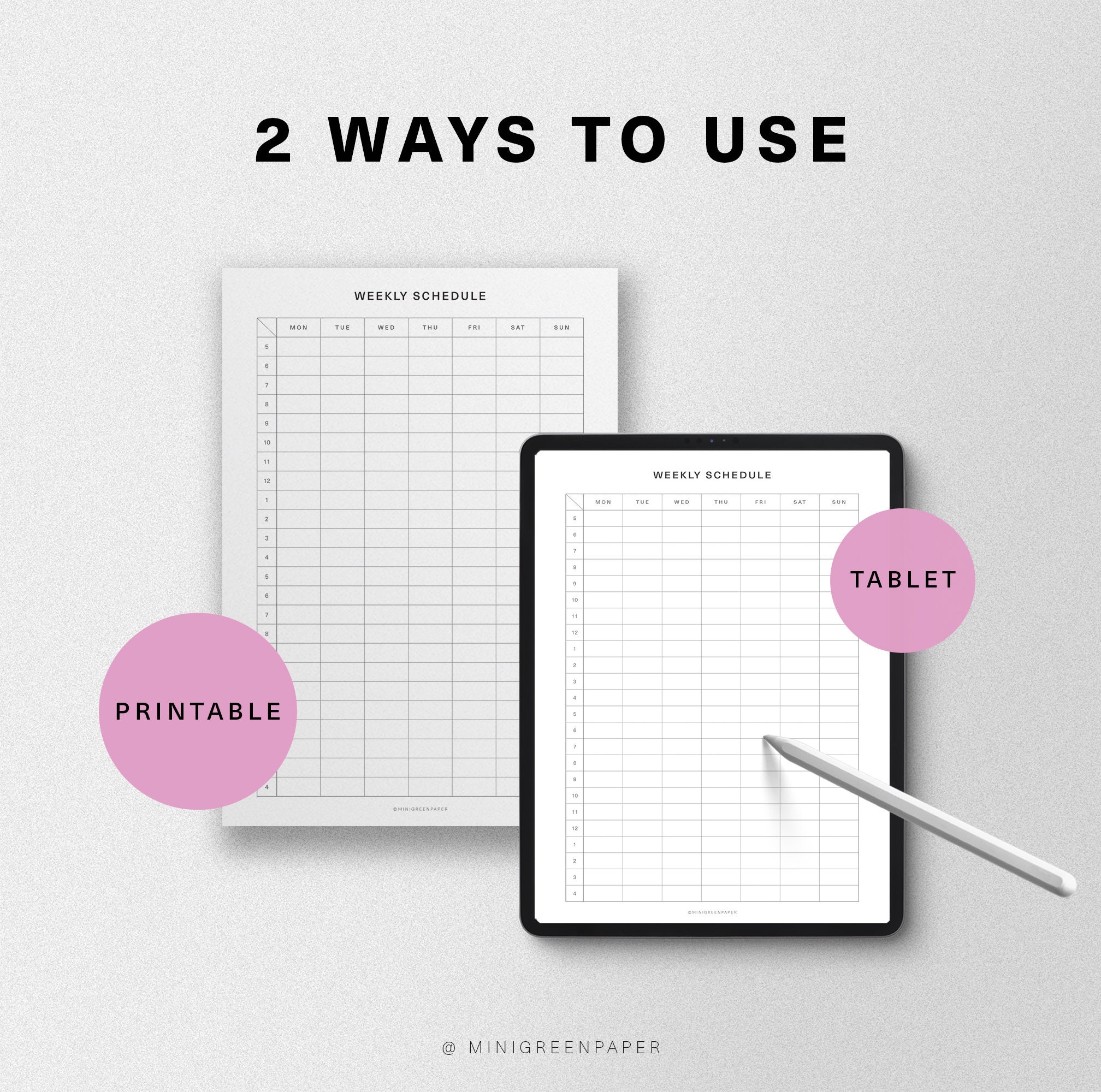 24/7 Weekly Planner Printable, Weekly Timetable Schedule Template ...