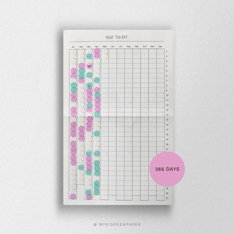 Yearly Habit Tracker Printable, 365 Days Tracker, Everyday Pixels, Year ...
