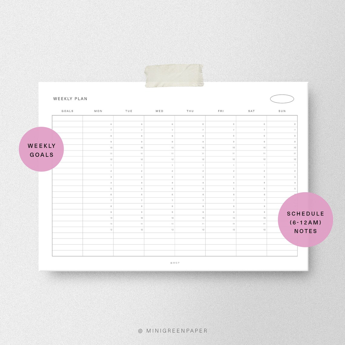 Weekly Hourly Schedule: Minimalist Agenda Planner (digital Download) - Etsy