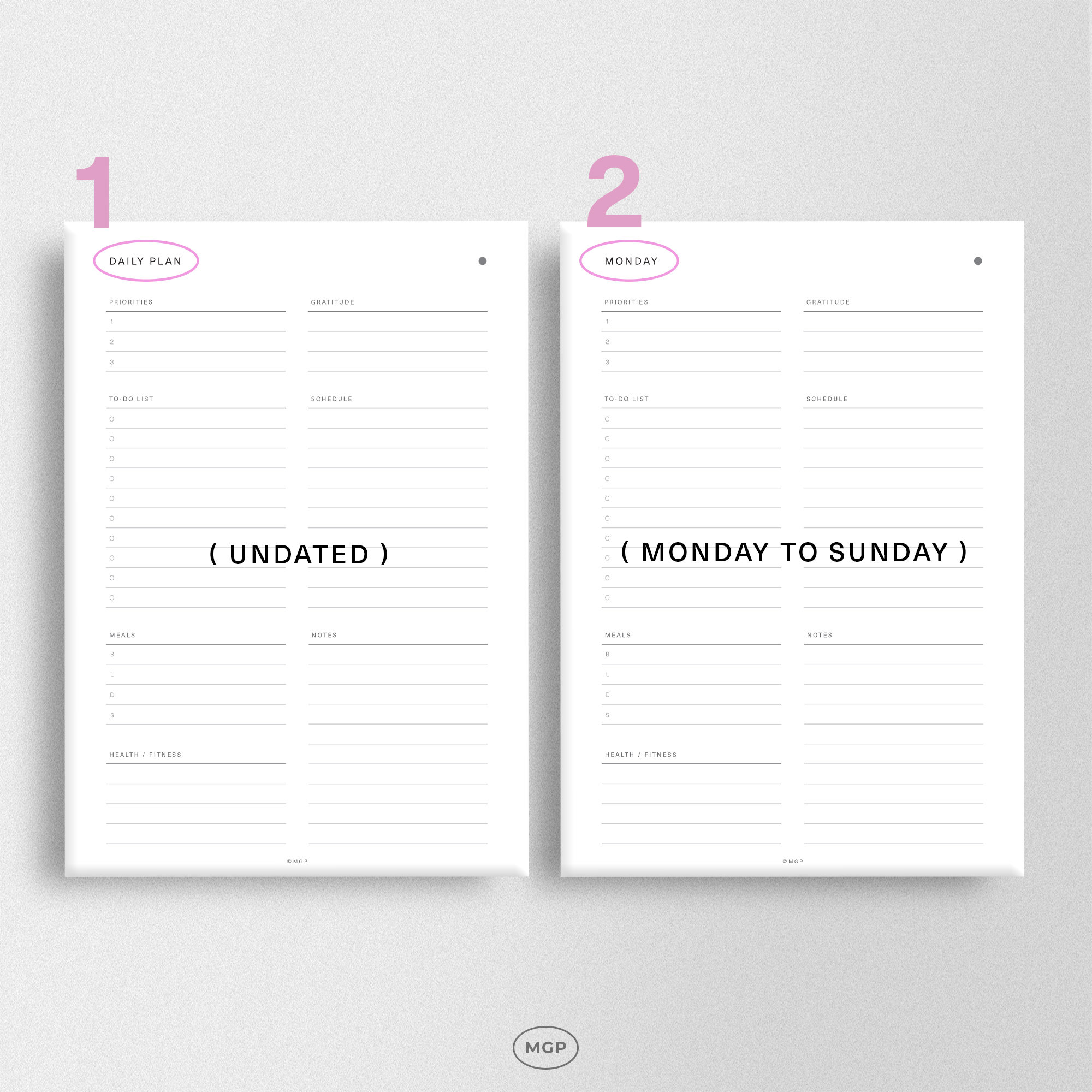 Daily Planner 7 Days Printable, Daily Productivity, Minimal Daily to Do ...