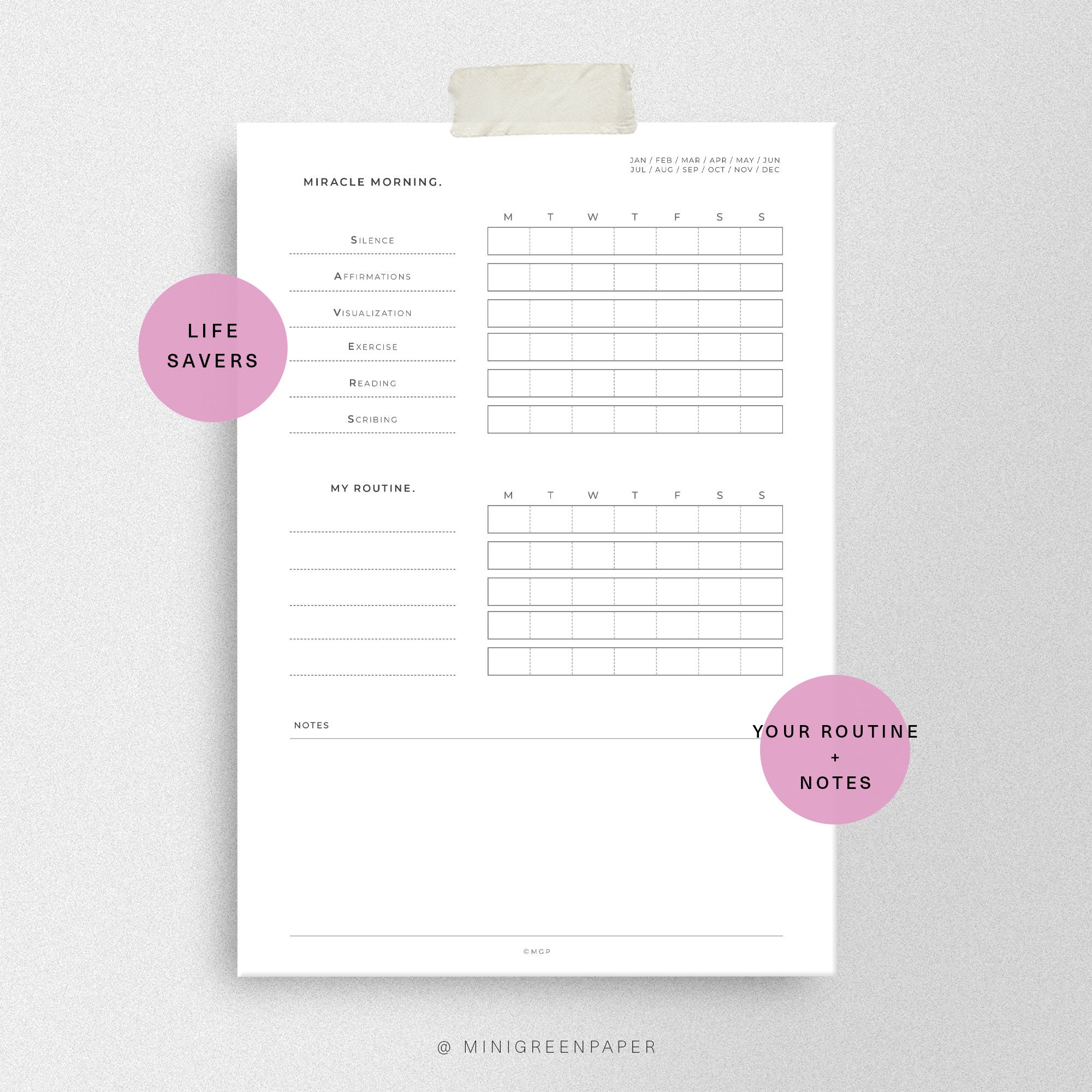 Miracle Morning Tracker | Printable Morning Routine Journal | Undated ...