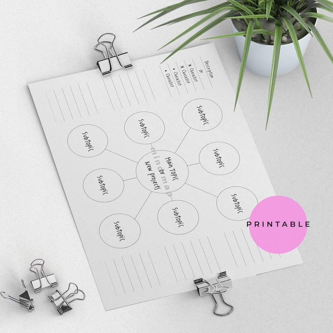 Mind Map Template, Editable Brainstorming Idea Board PDF, Creative ...