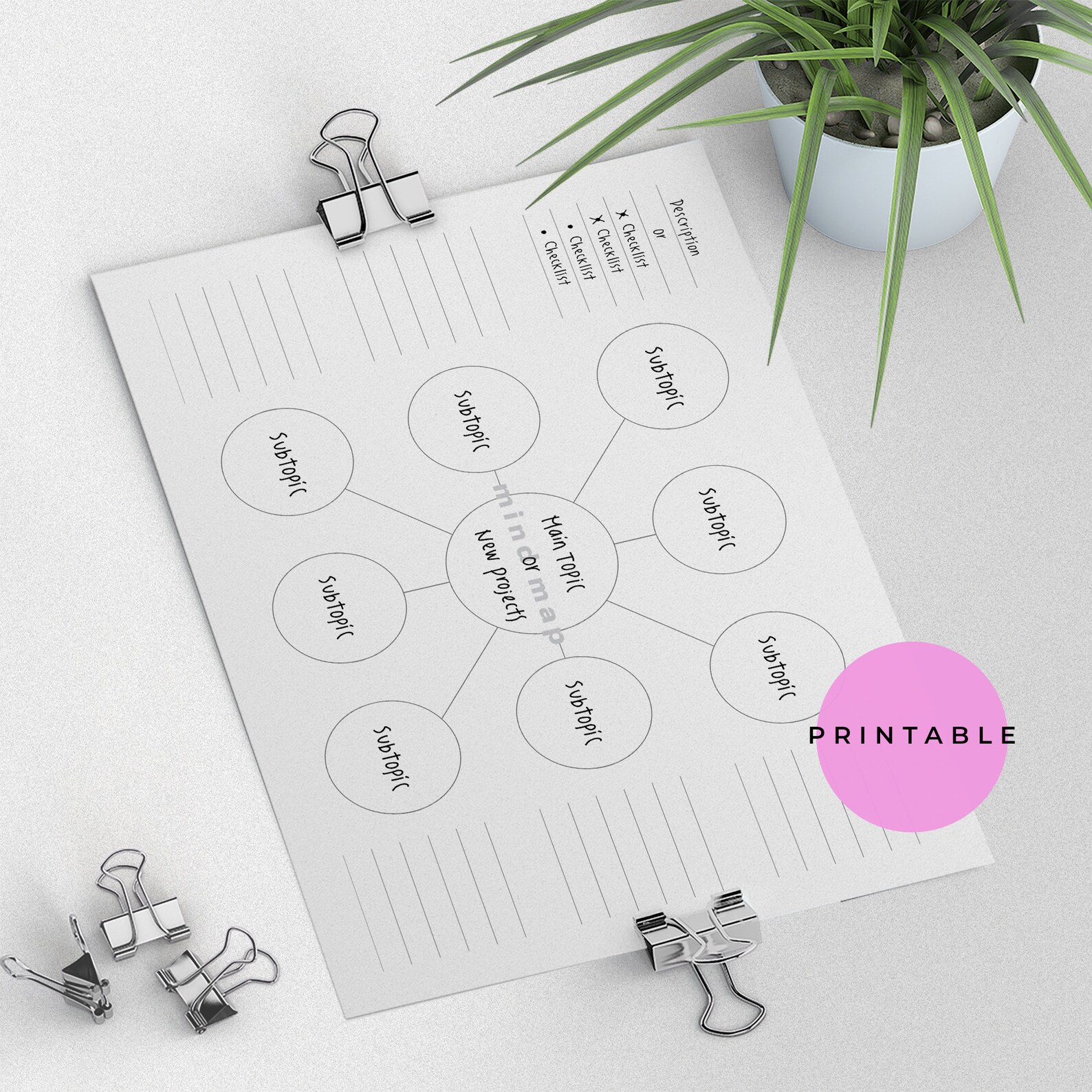 Mind Map Template, Editable Brainstorming Idea Board PDF, Creative ...