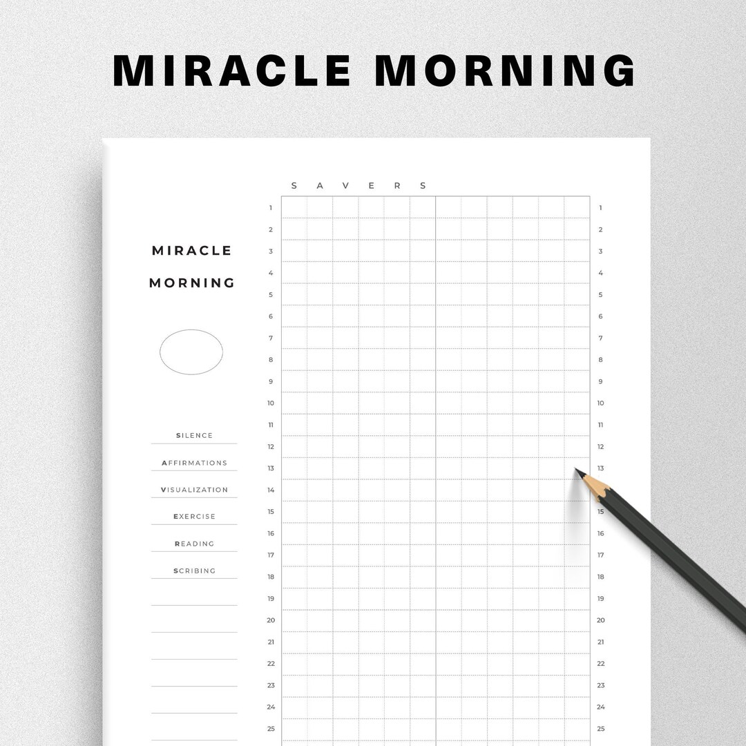 Monthly Miracle Morning Template, Fillable Routine Tracker, LIFE SAVERS ...