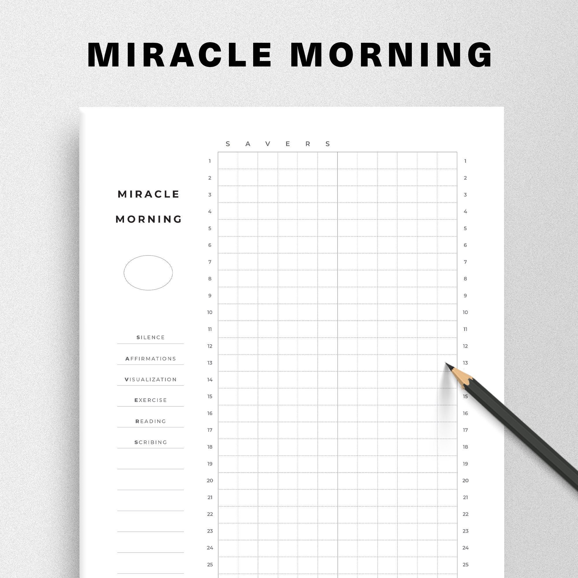 Monthly Miracle Morning Template, Fillable Routine Tracker, LIFE SAVERS ...