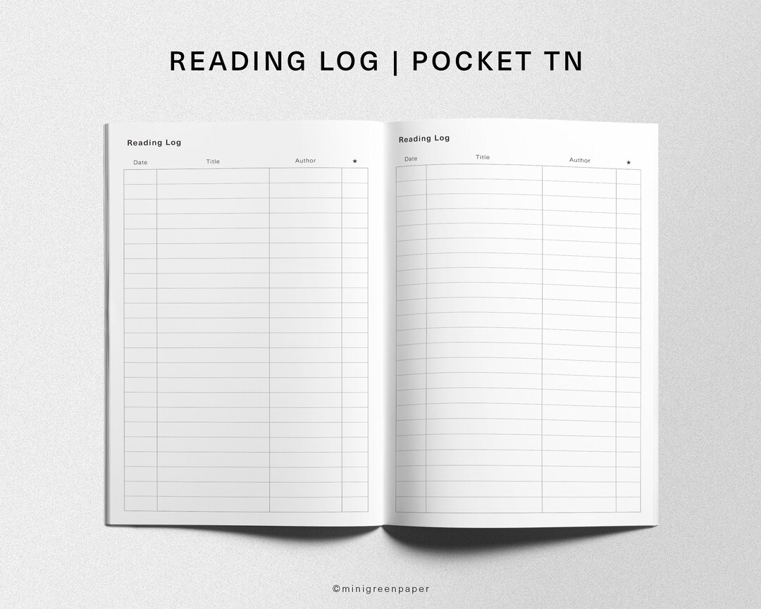 POCKET TN Reading Log Inserts, Printable Reading Tracker, Minimalist ...