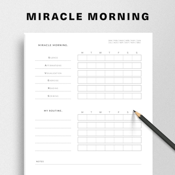 Miracle Morning Tracker Printable Morning Routine Journal | Etsy