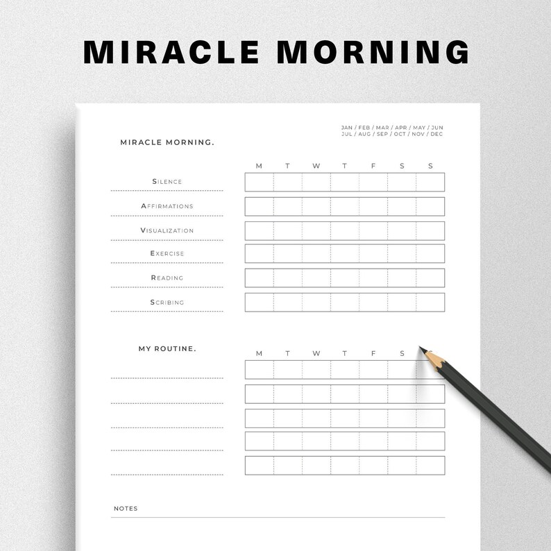 Miracle Morning Tracker Printable Morning Routine Journal | Etsy