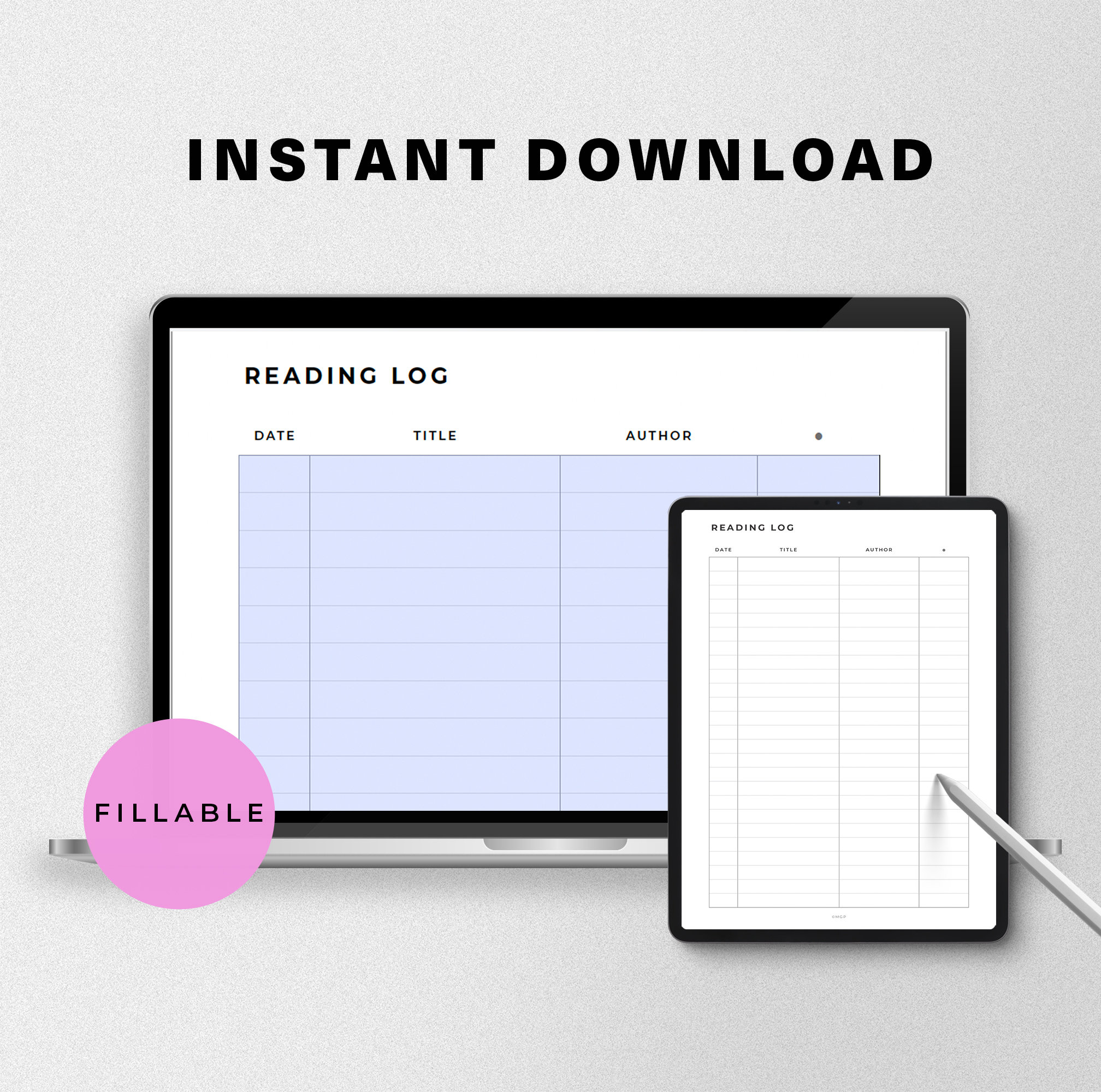 Reading Log Template Minimalist, Fillable Book Tracker PDF, Printable ...